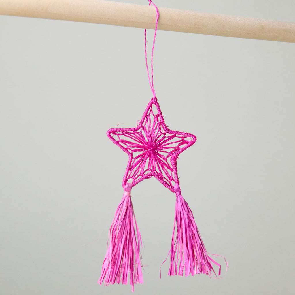 Abaca Parol Star Ornament, Pink – kubo