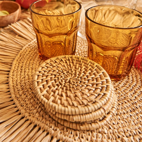 Laguna Woven Rattan Coasters, Set of 2 – kubo